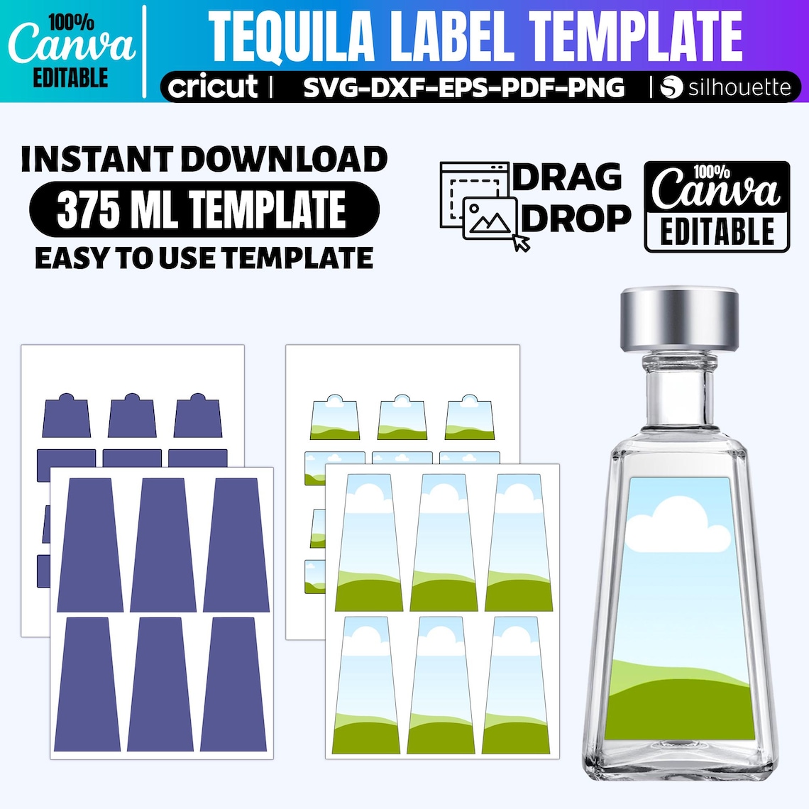 Customizable Tequila Label Template: Editable Alcohol Stickers (canva ...