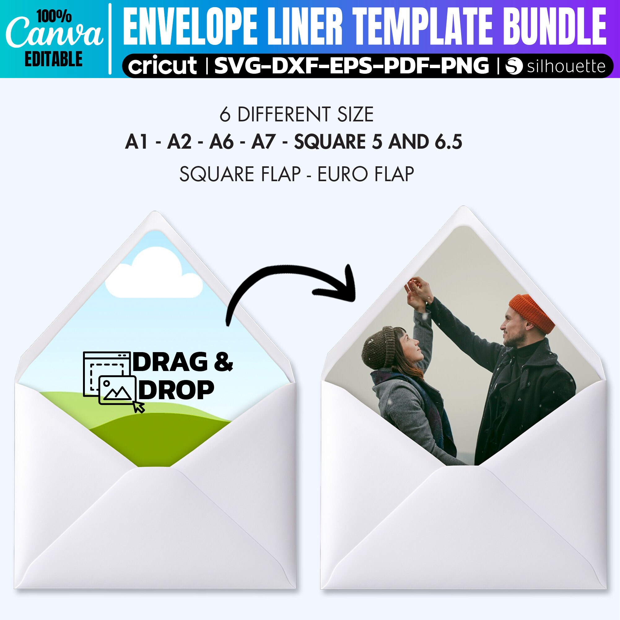 Canva Editable Envelope Liner Template: Drag & Drop Wedding 6 Size ...