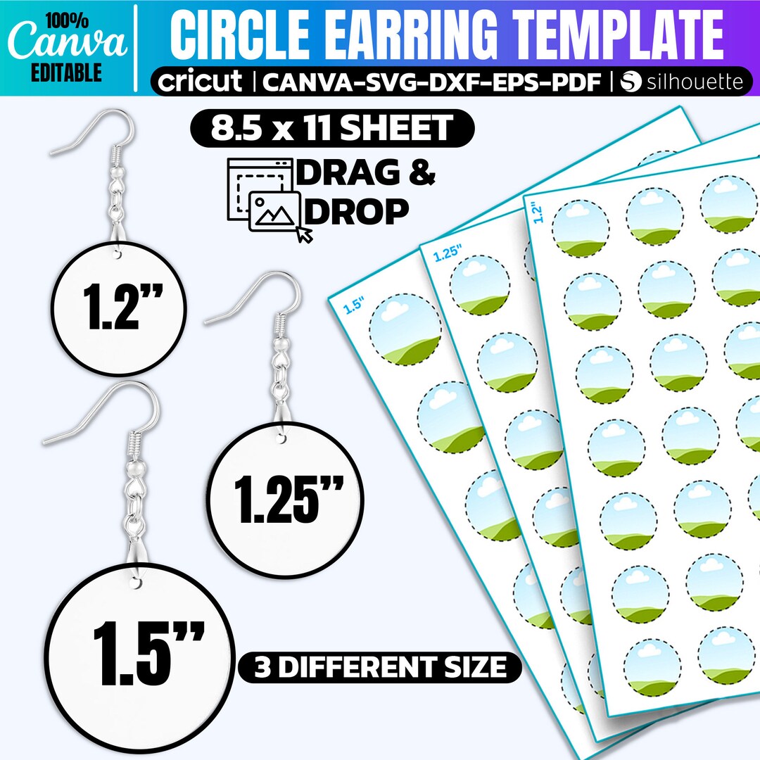 Circle Earring Template, Round Earring Template, Earring Canva Template ...