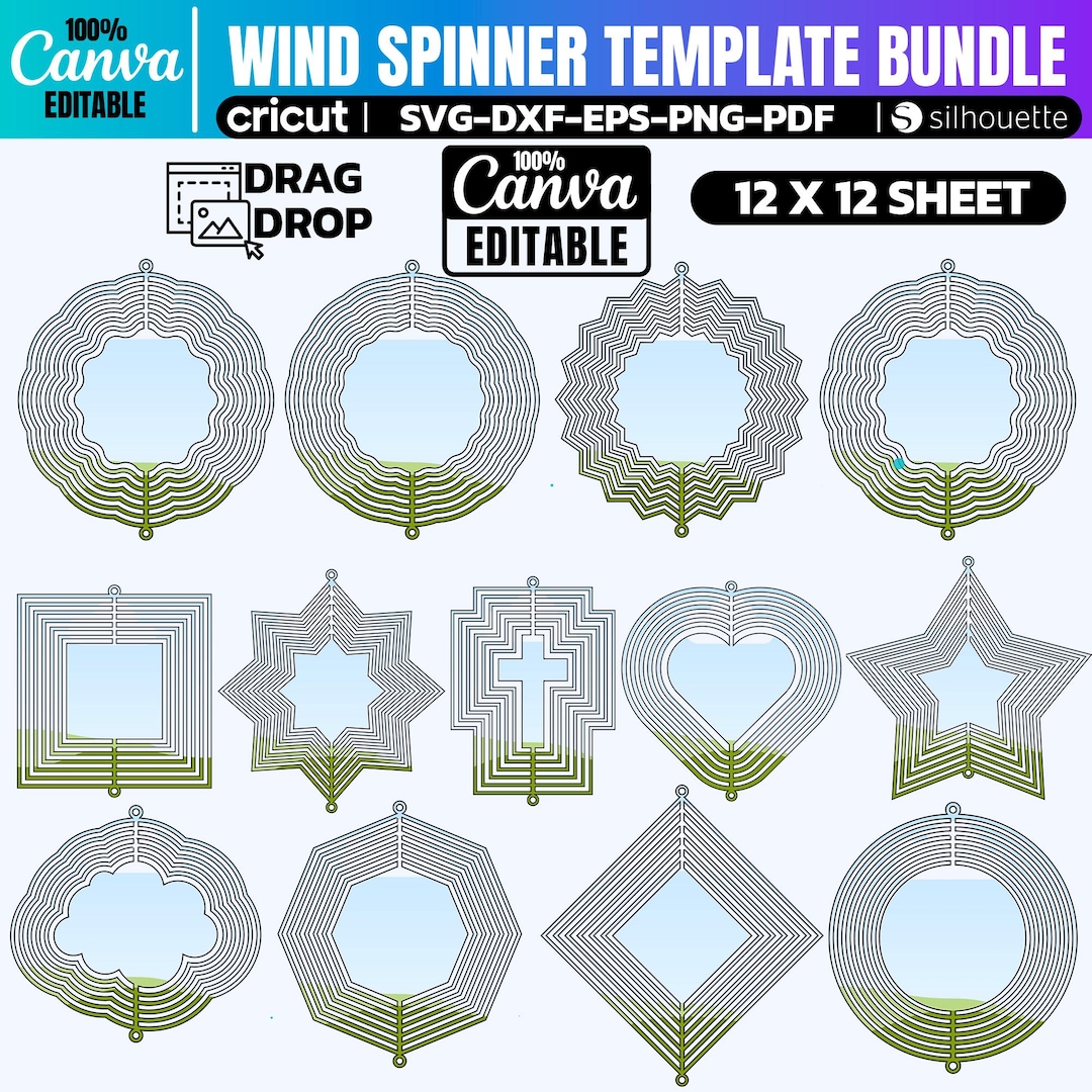 Wind Spinner Template Bundle: Canva & Cricut Editable (digital Download ...
