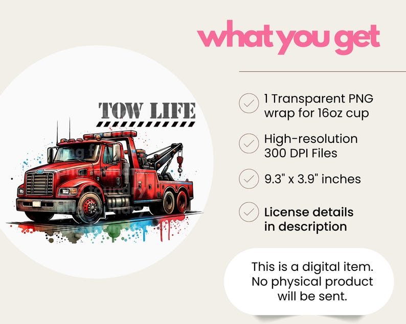 Tow Life Glass Cup PNG, Tow Truck Glass Tumbler Wrap for 16oz Glass Can ...