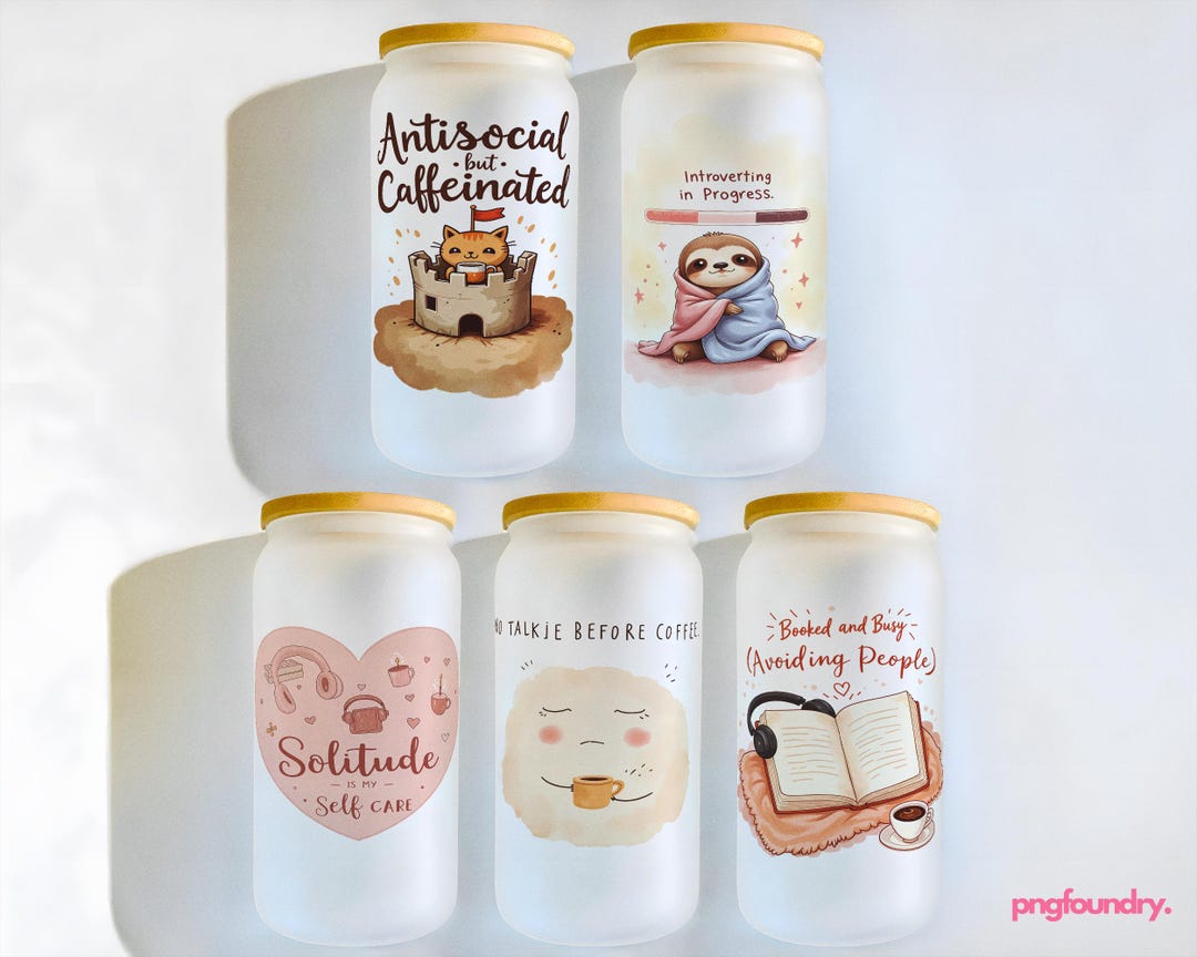 Antisocial Introvert PNG Tumbler Wrap Bundle: Funny Mental Health ...