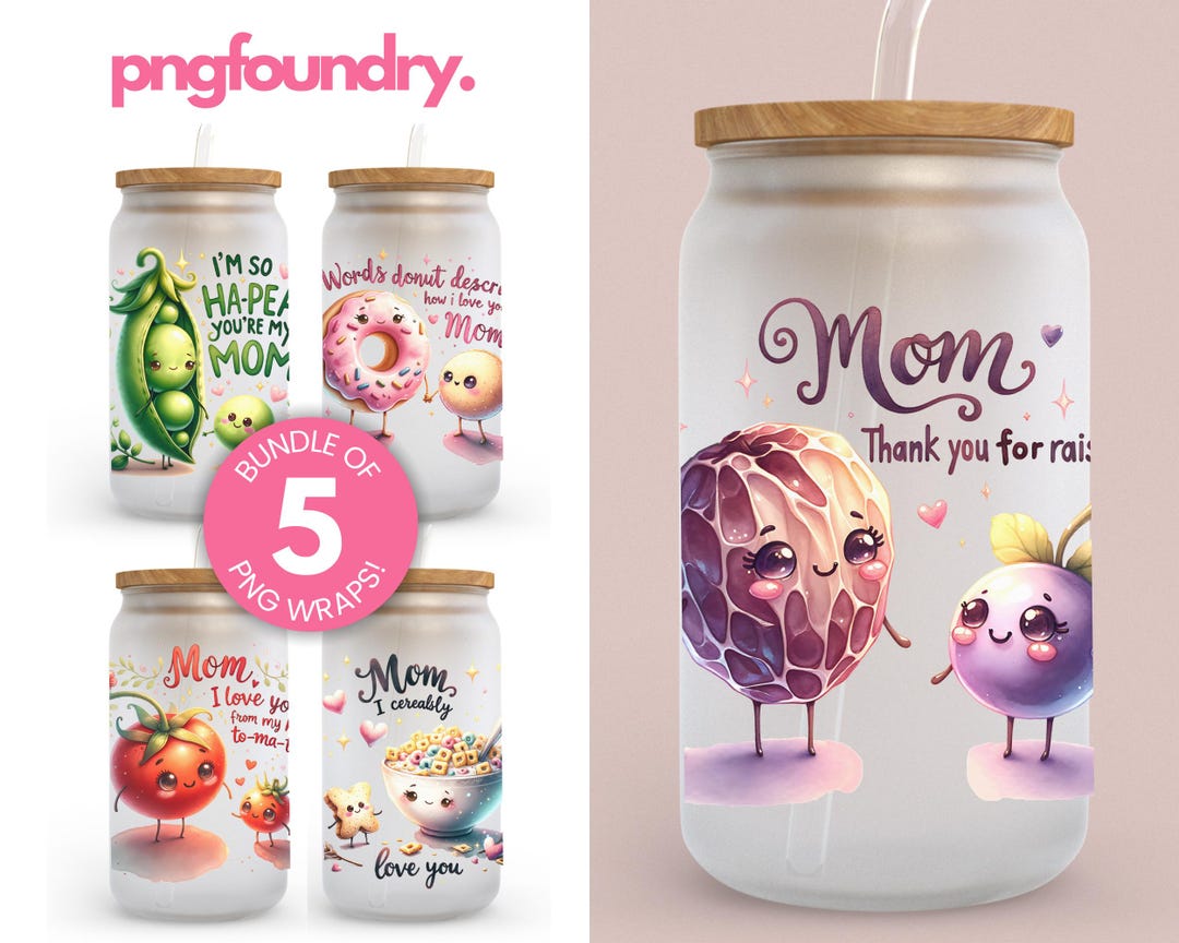 Funny Mom Quotes Glass Can Wrap Bundle: Mother's Day Designs, 16oz (PNG ...