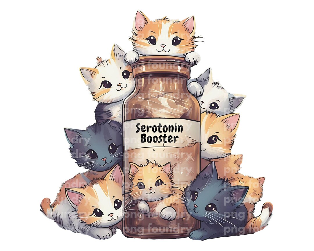 Serotonin Booster Cat PNG File, Cute Kawaii Cat Mom Graphic Tshirt PNG ...