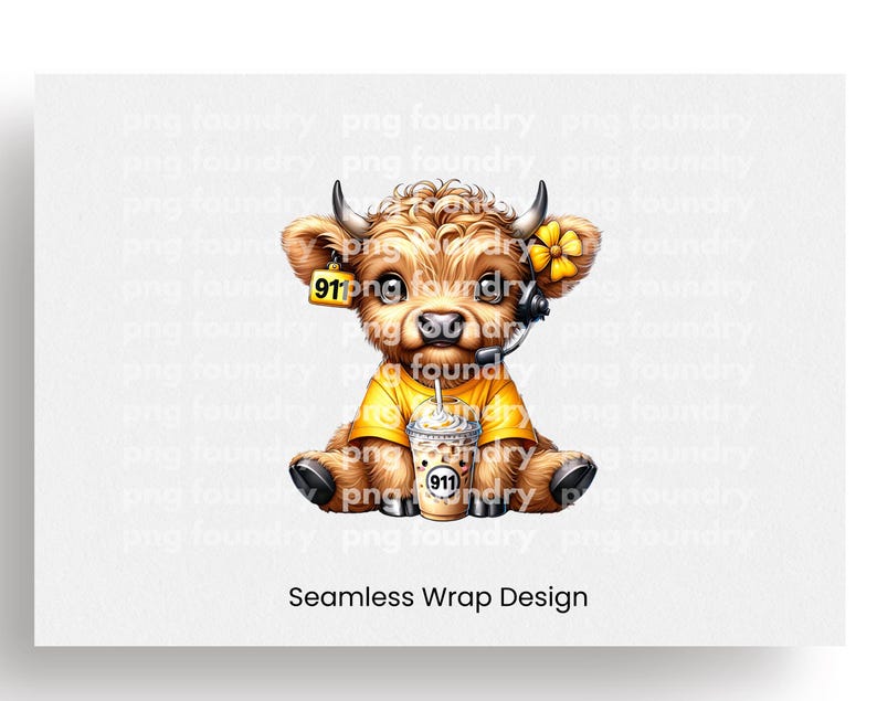 911 Dispatch Highland Cow Glass Can Wrap: Sublimation Design 16oz ...