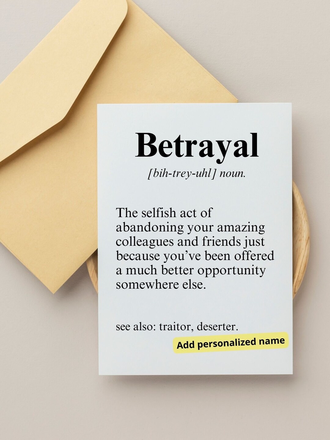Funny Leaving Card, Betrayal Card, Good Luck, Congrats New Job Gift ...