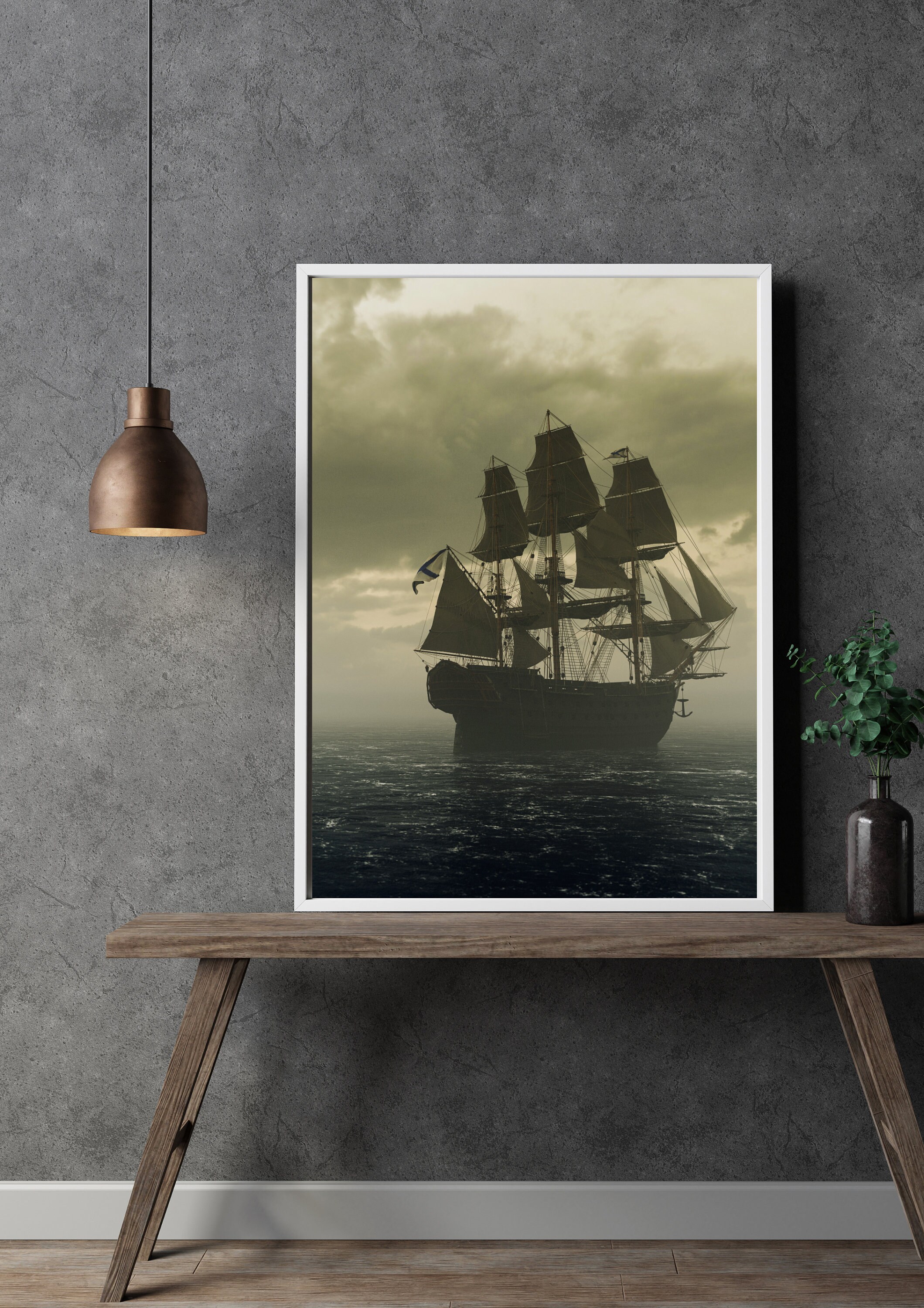 Vintage Pirate Ship Wall Art Print - Digital Download - Lost Treasure ...