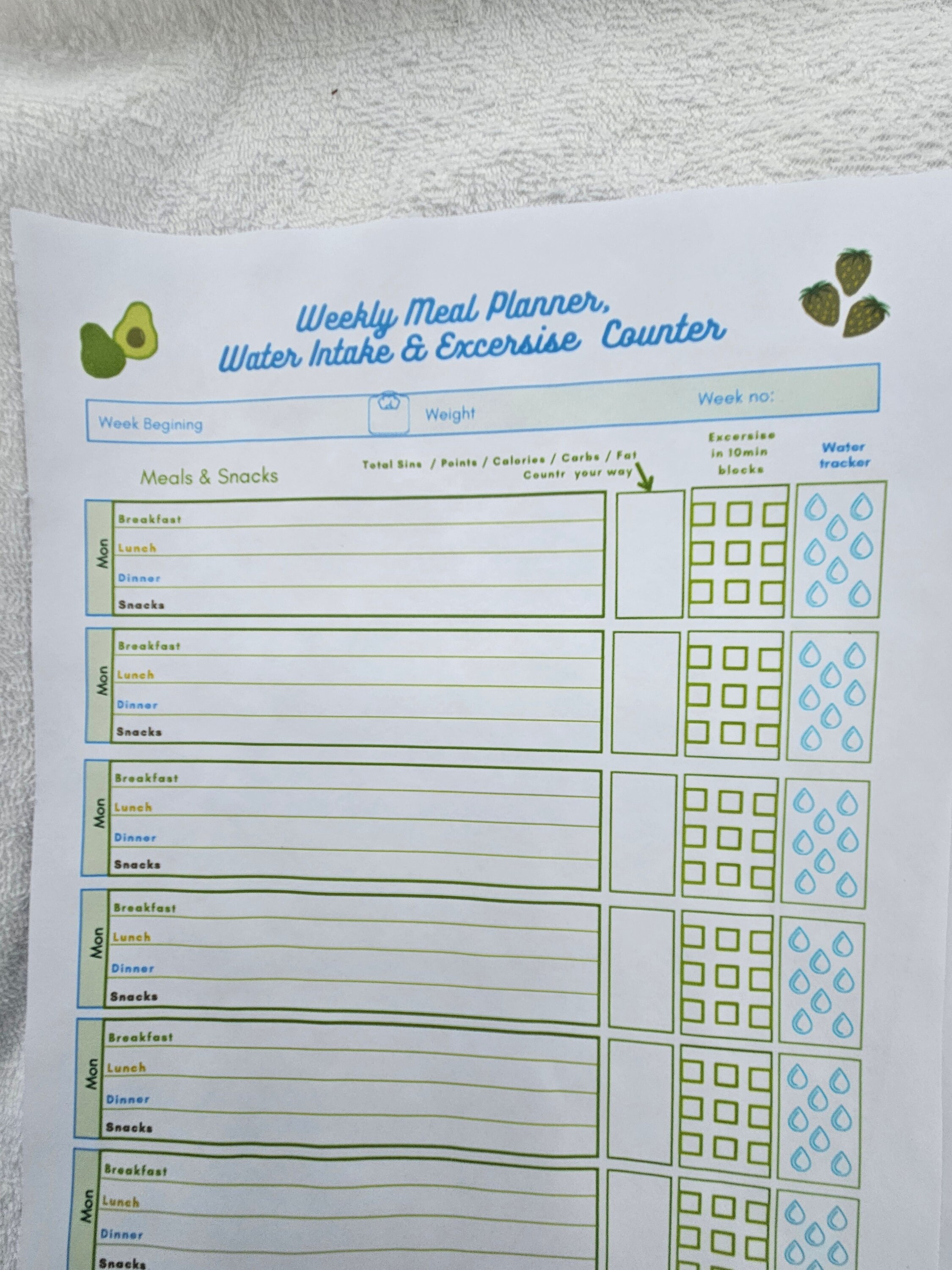Weekly Meal Planner and Intake Counter. This Handy Tool Allows You to ...