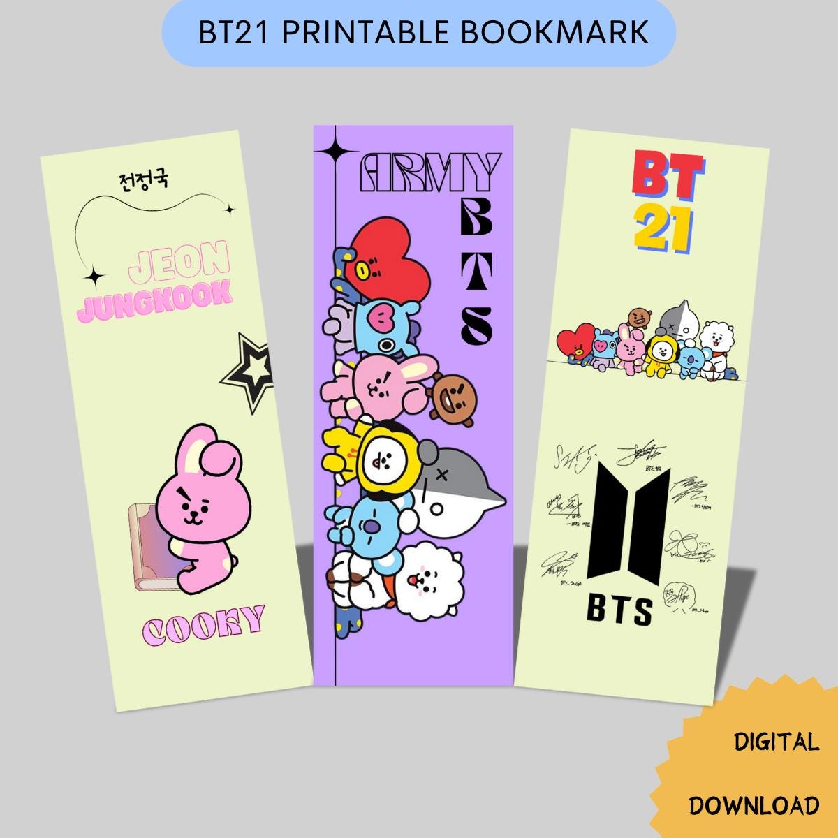 BT21 Printable Bookmark,bts Bookmark Bundle,bts Bookmark,digital ...
