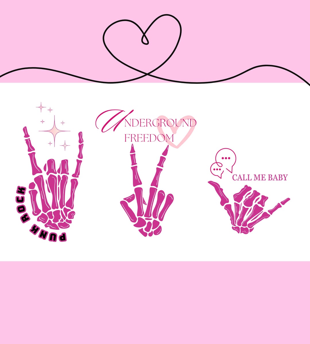Pink Skeleton Hands Clipart for Cricut, Halloween PNG (digital Download ...