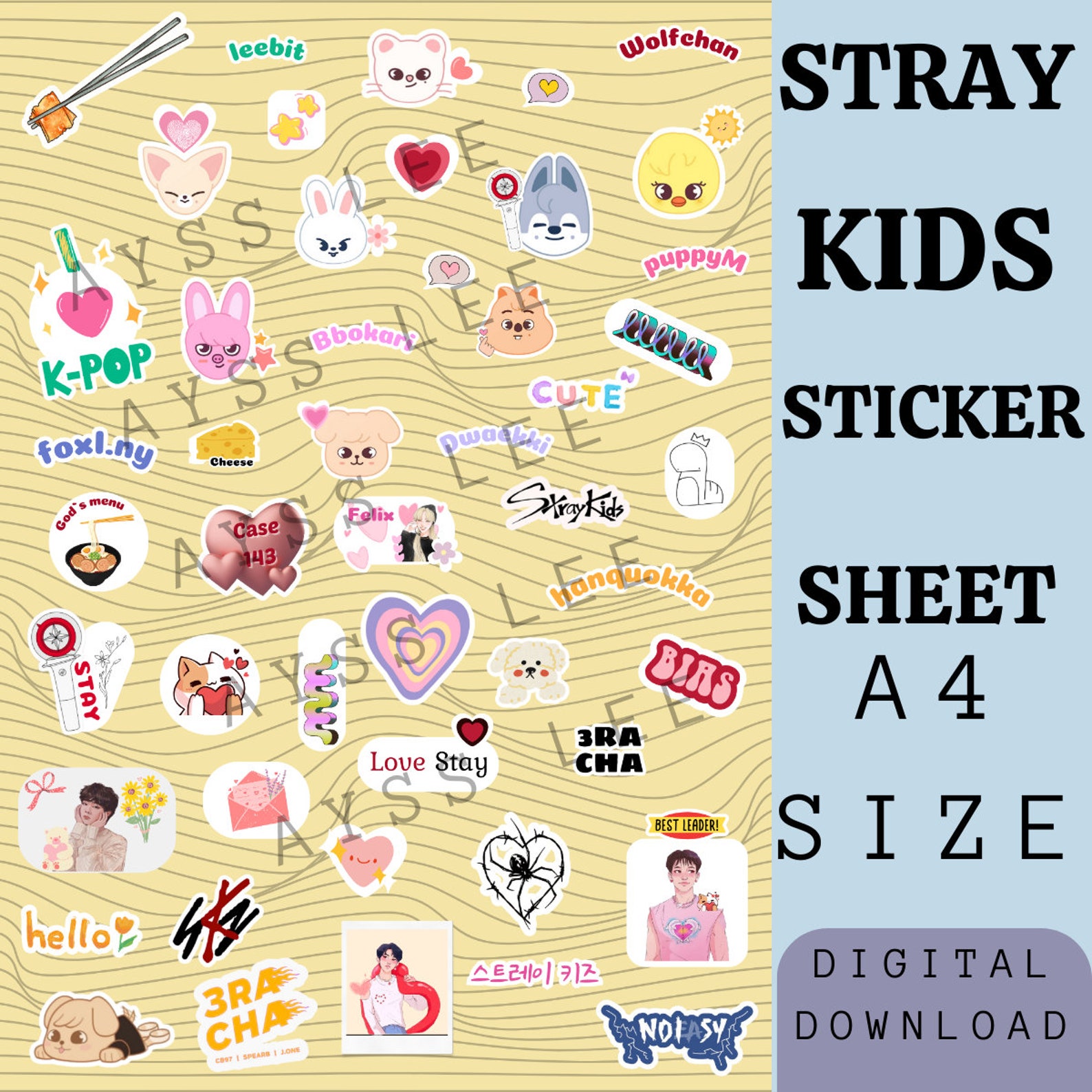 Stray Kids Stickers: Skzoo Kpop Merch, A4 Sheet (digital Download) - Etsy
