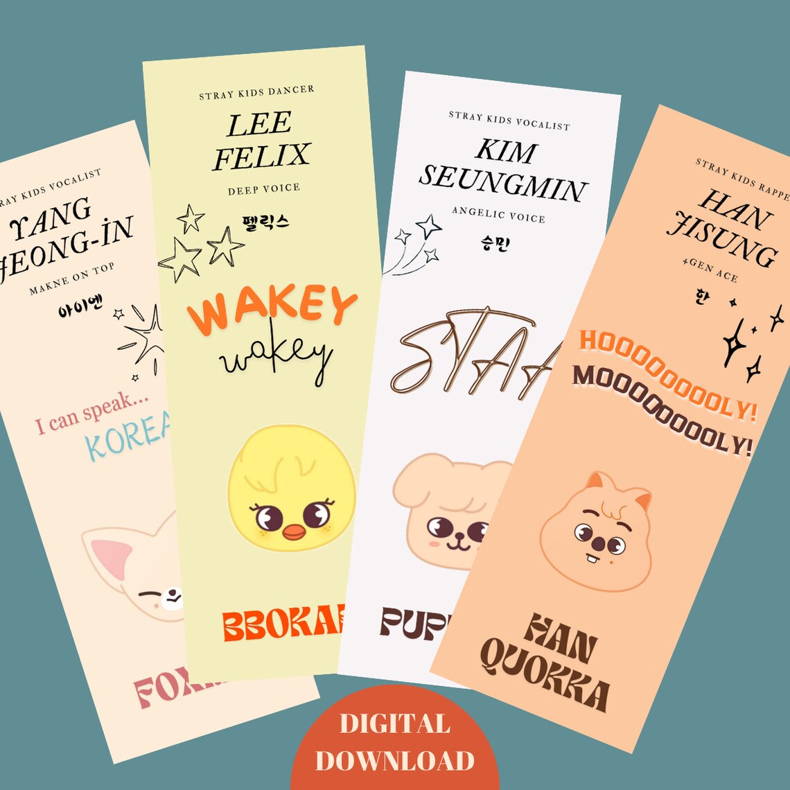 STRAY KIDS Printable Bookmarks, Kpop Paper Stationery (digital Download ...