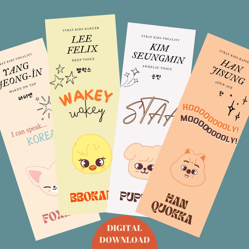 STRAY KIDS Bookmarks,printable Bookmarks,digital Download,kpop Paper ...