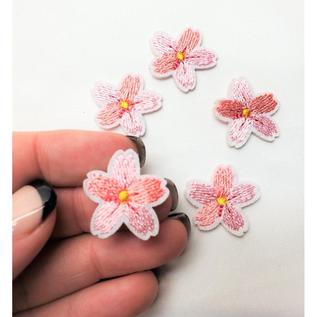 Embroidered Cherry Blossom Set of 5 Flower Iron-on/sew-on - Etsy