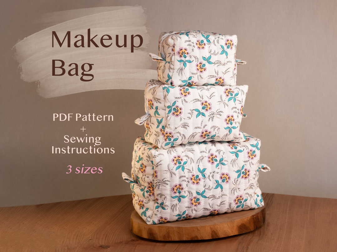 Quilted Makeup Bag Sewing Pattern PDF With Video Tutorial – 3 Size ...