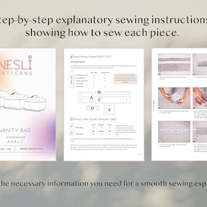 Vanity Bag PDF Sewing Pattern + Video Tutorial | 3 Sizes | Toiletry Bag PDF Patterns & Sewing ...