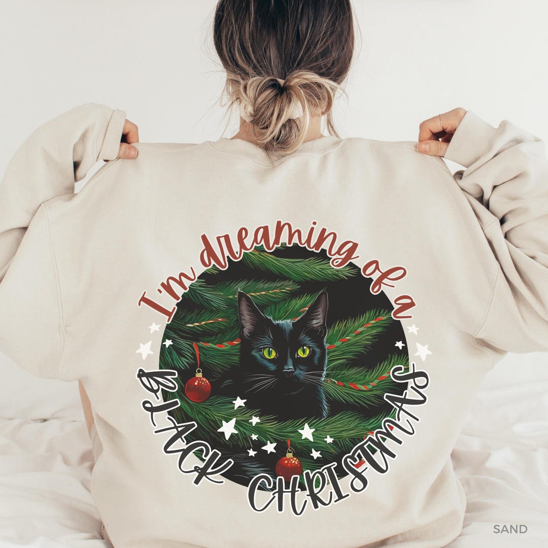 Black Cat Christmas Sweater Funny Black Cat Gift Holiday Sweatshirt Cat ...