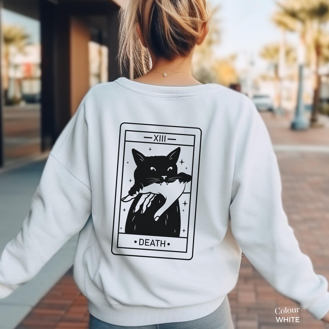 Tarot Death Sweater Tarot Ts For Her Cat Lover T Shirt Crazy Cat Lady Sweatshirt Black