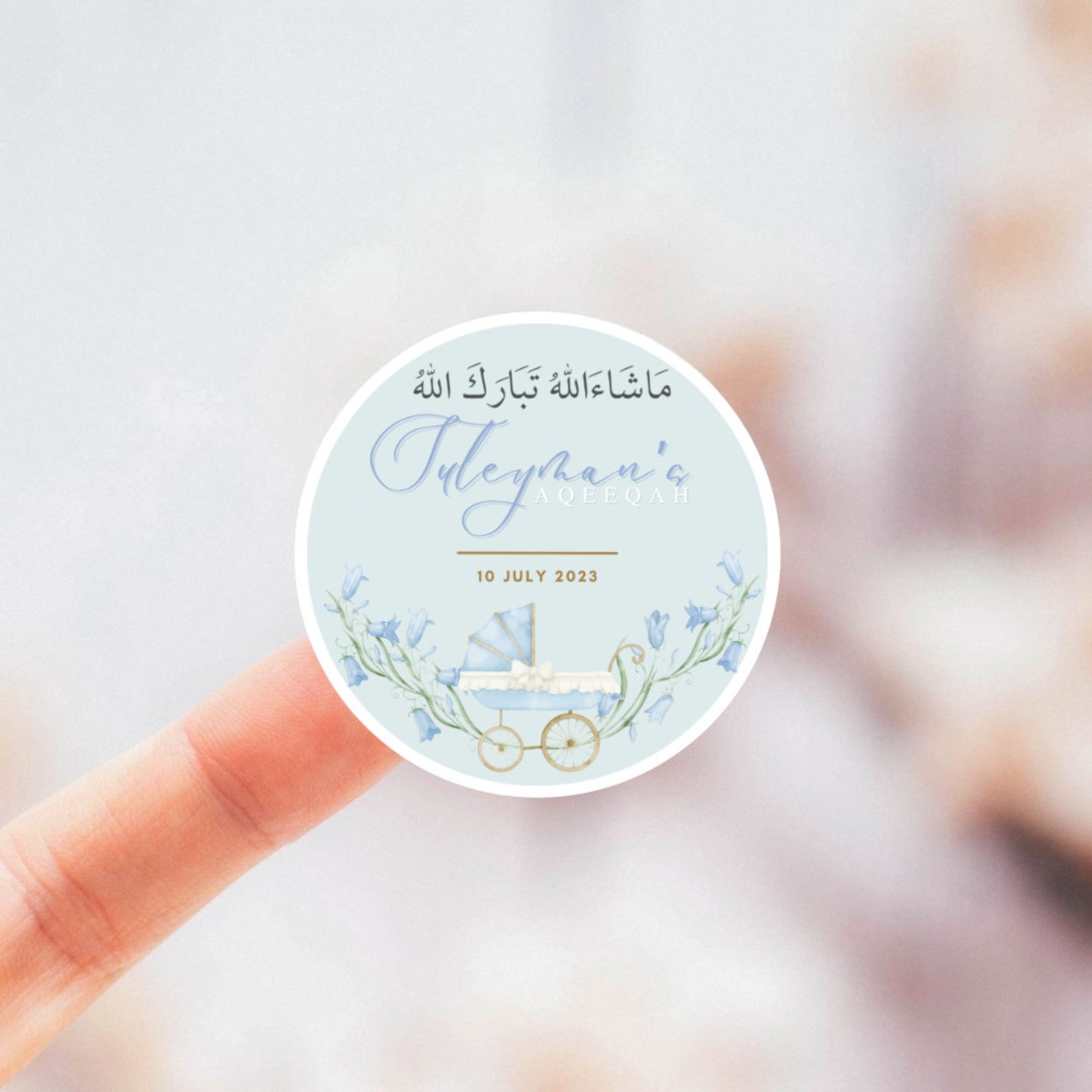 Muslim Baby Announcement Aqeeqah Favour Sticker Canva Template - Etsy