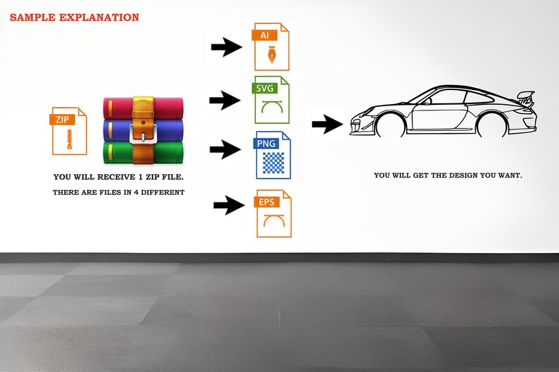 Digital Drawings of Car Silhouettes, AI, SVG, EPS, Png, Digital Files ...
