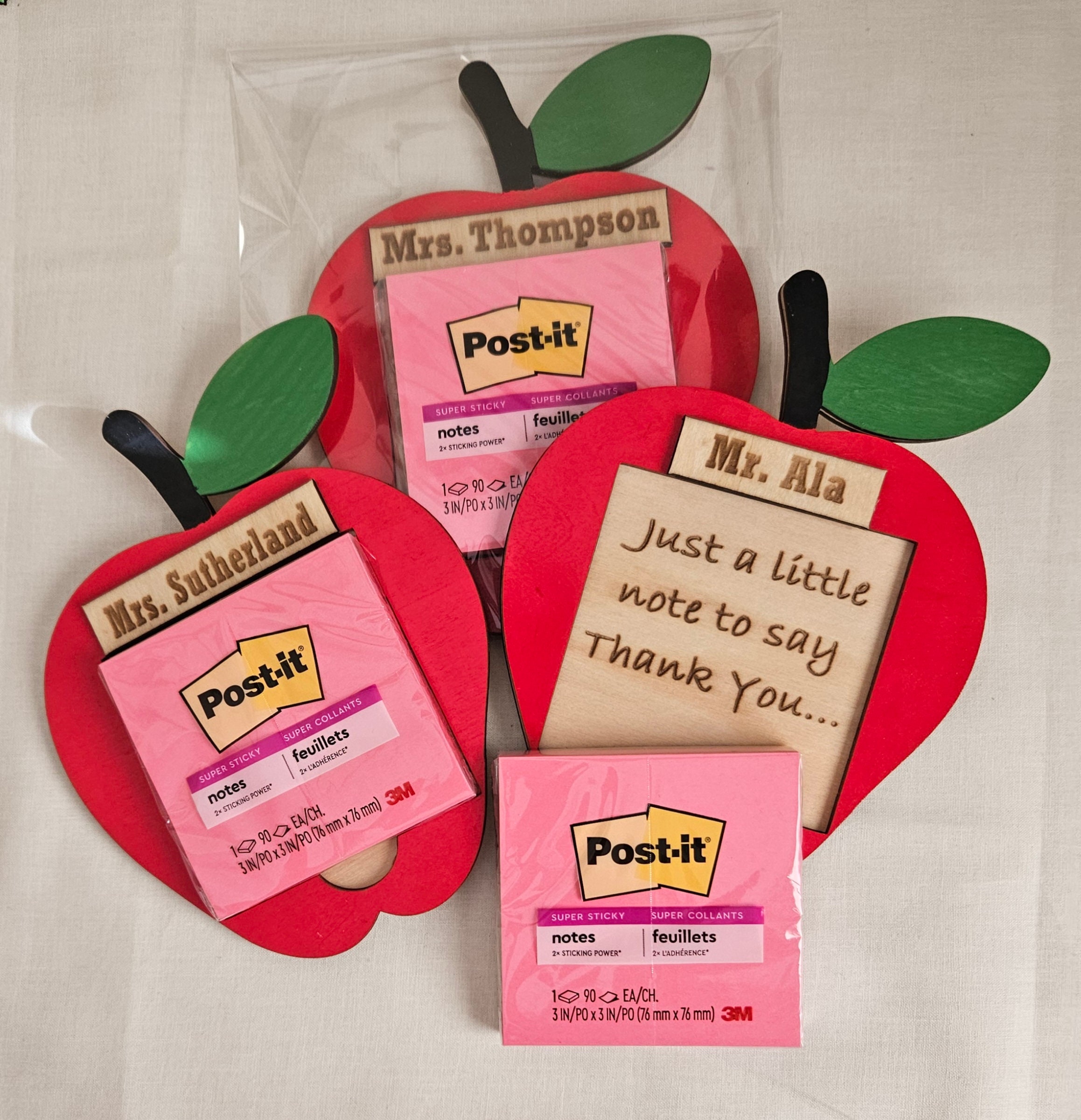 Wooden Apple Teacher Post-it Note Holder | School Gift | Teacher ...