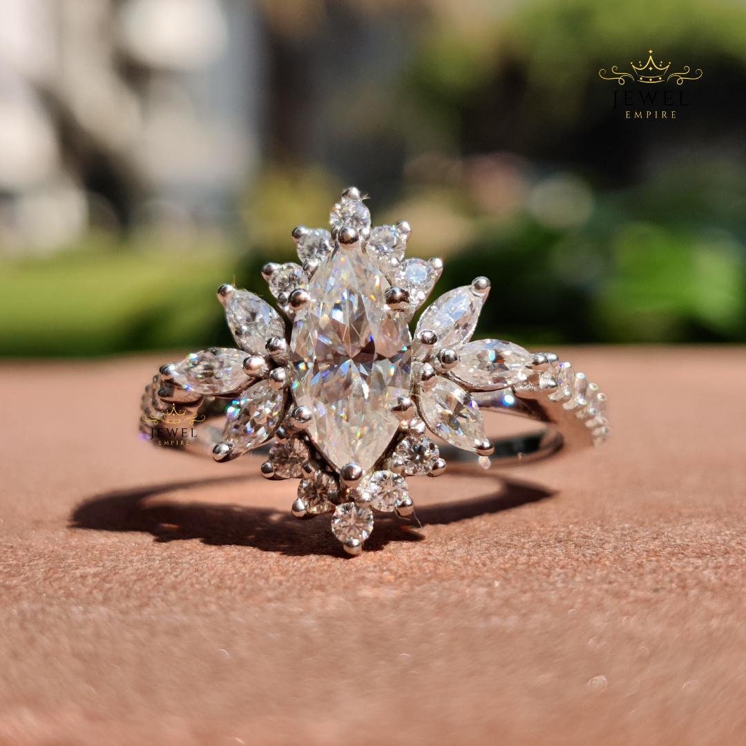 1.0 Ct Marquise Cut Moissanite Engagement Ring Heavenly Charm With Unparalleled Craftsmanship ...