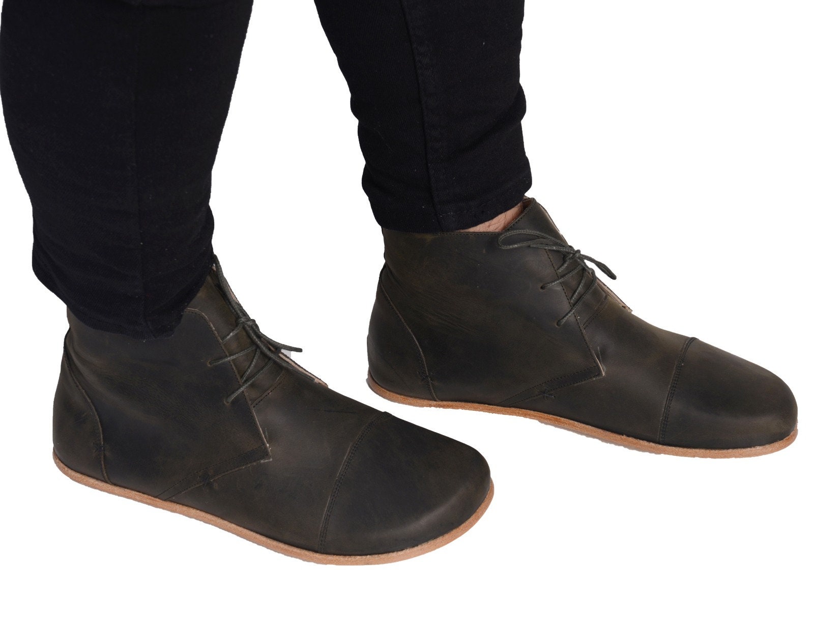 Men Sport Model Barefoot Boots, Greasy Khaki Boots, Handmade Yemeni ...