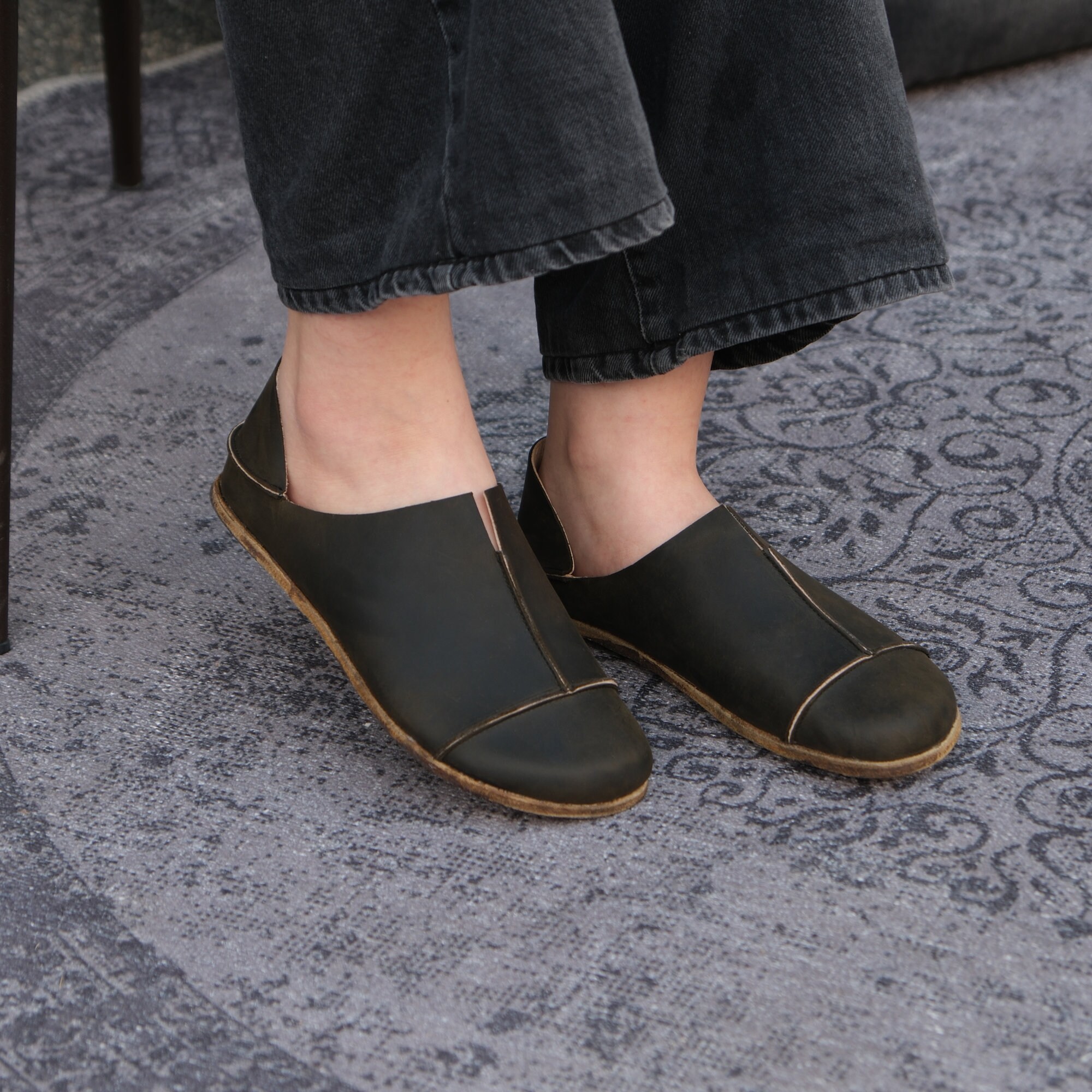 Men Barefoot Shoes, Greasy Khaki Leather Shoes, Handmade Natural Yemeni ...