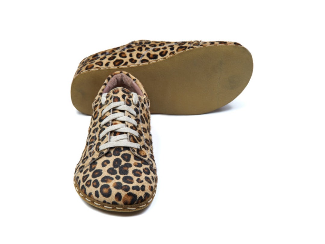 Men Barefoot Sneakers, Leopard Leather Sneakers, Handmade Shoes, Men ...
