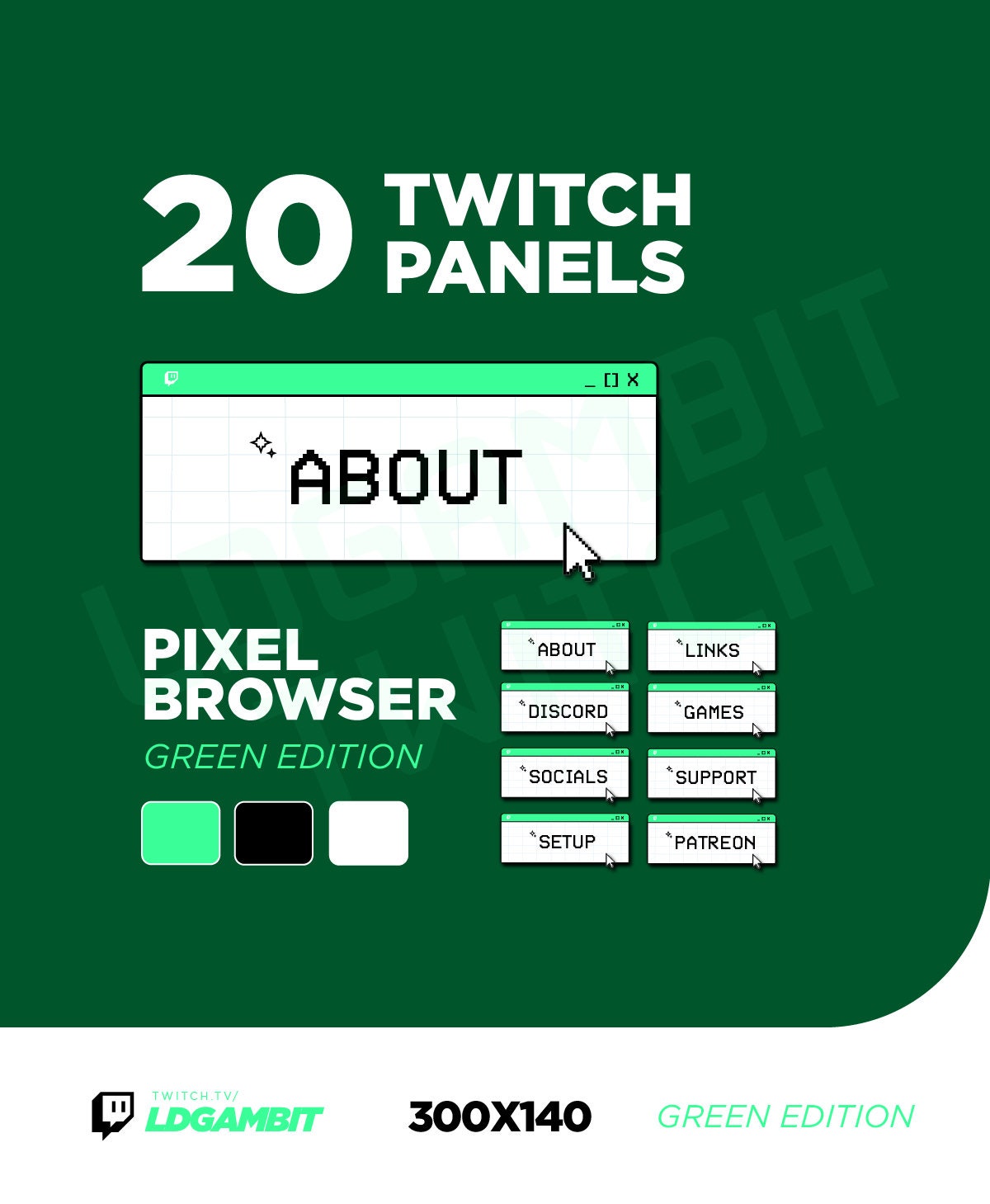 Retro Browser Twitch Panels Pixel Browser green Edition - Etsy