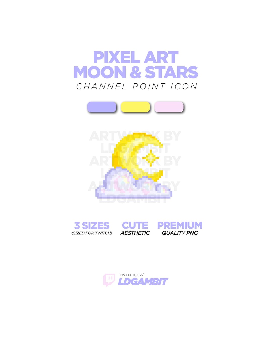 Cute Pixel Art "moon and Stars" Channel Point Icon - Etsy