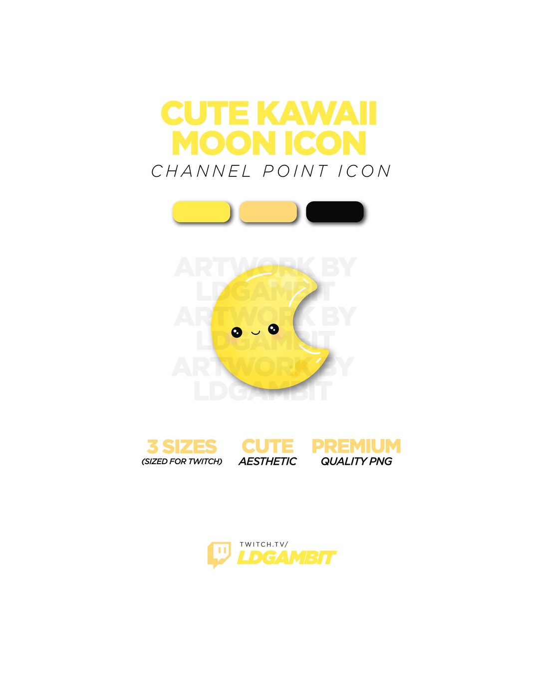 Adorable Cute Kawaii Moon Channel Point Icon - Etsy