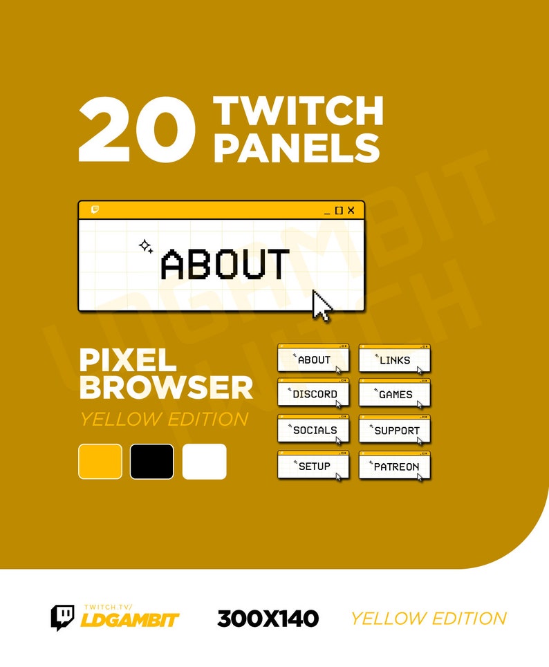 Retro Browser Twitch Panels Pixel Browser yellow Edition - Etsy