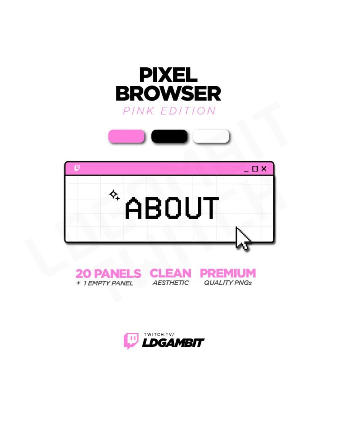 Retro Browser Twitch Panels Pixel Browser pink Edition - Etsy