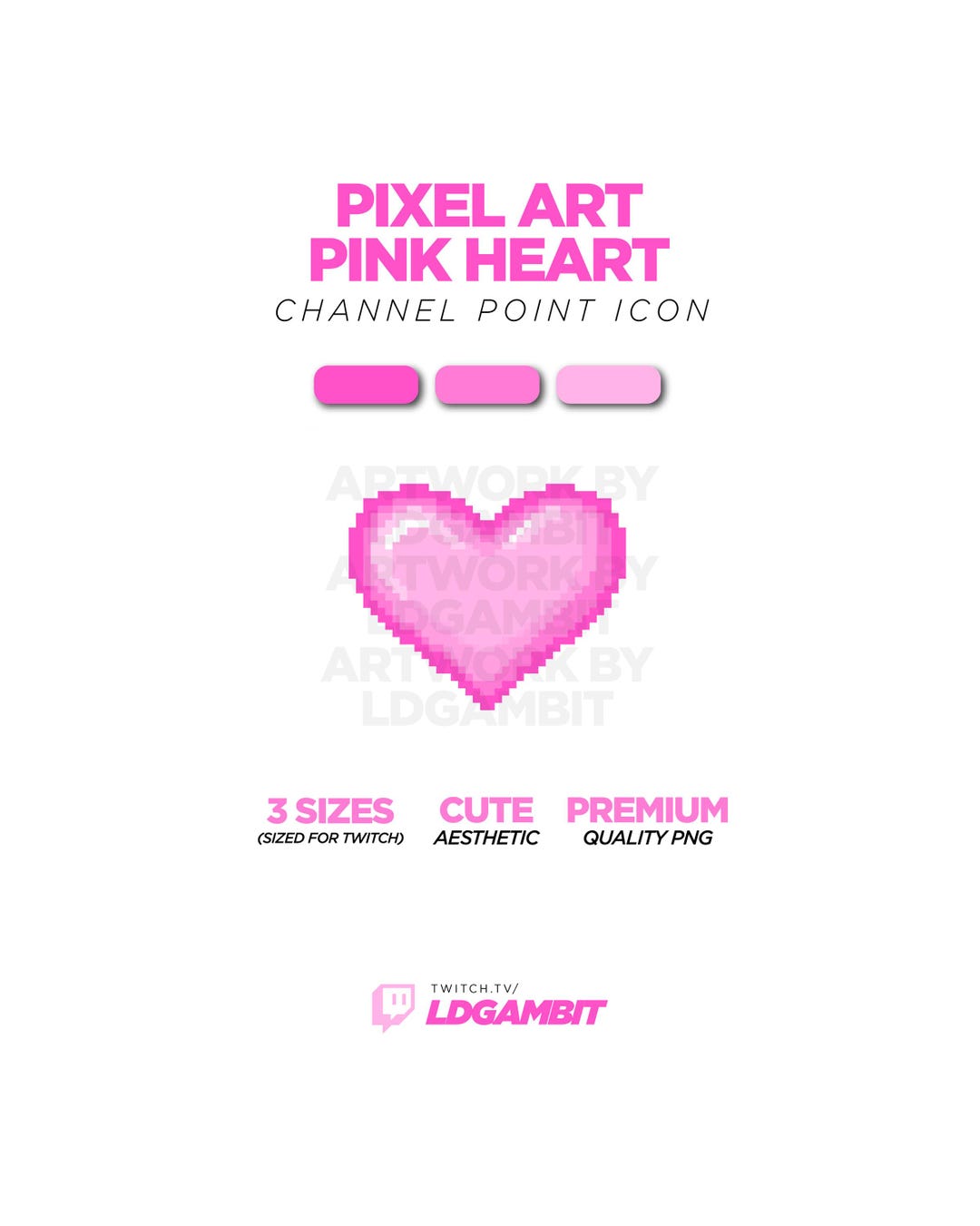 Cute Pixel Art "pink Heart" Channel Point Icon - Etsy