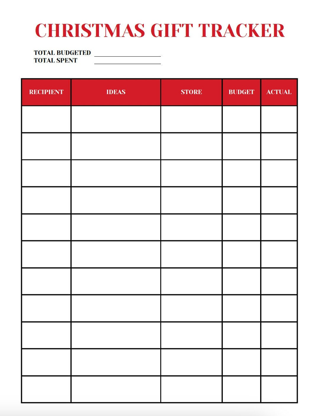Christmas Gift Tracker Printable, Holiday Tracker, Holiday Template ...