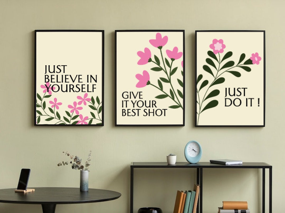 Set of 3 Motivating Quotes Wall Art Prints - Inspirational Trio ...