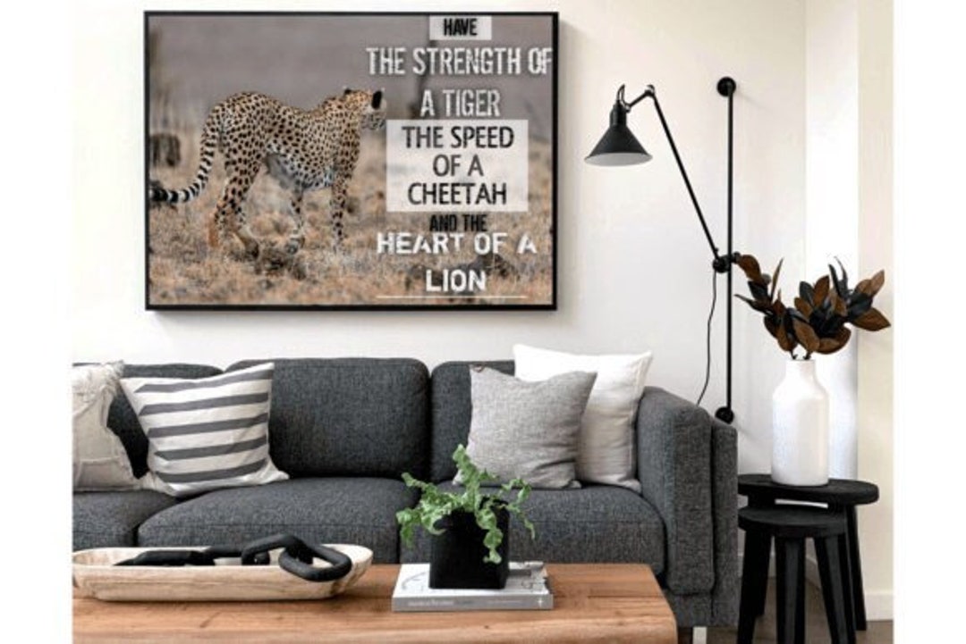Positive Quote Cheetah Art Print, Wildlife Typography, Uplifting Animal ...