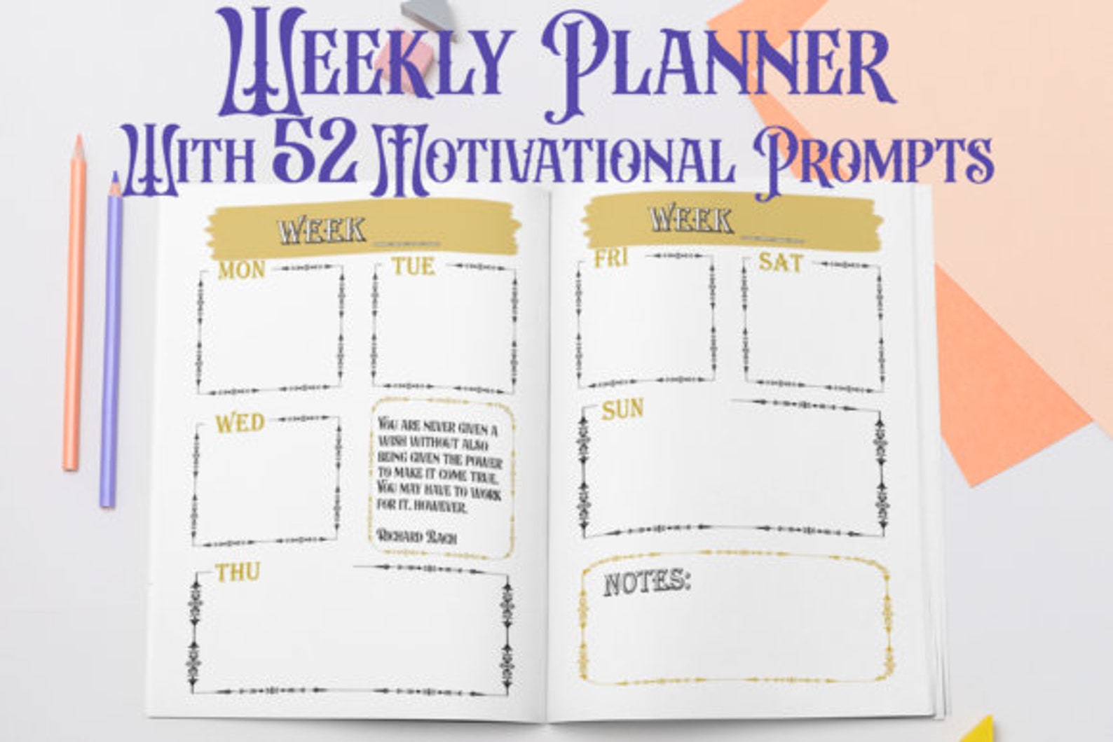 Motivational Weekly Planner, Printable Goal Log (digital Download) - Etsy