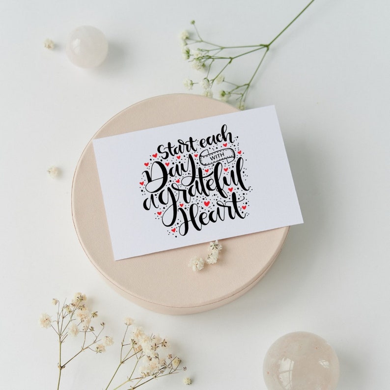 Start Each Day With a Grateful Heart Art Print, Gratitude Wall Art ...