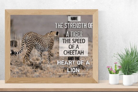 Positive Quote Cheetah Art Print, Wildlife Typography, Uplifting Animal ...