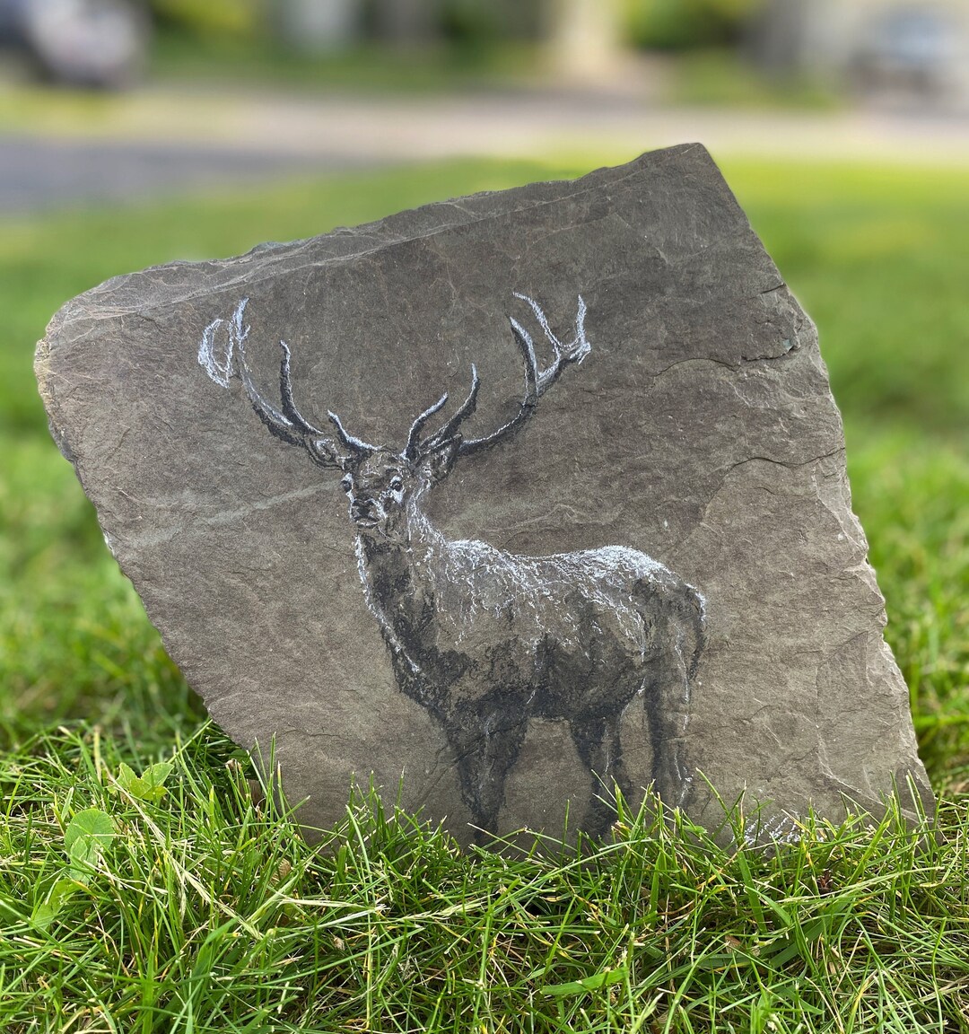 Silent Observer Slate Original Charcoal Illustration - Etsy