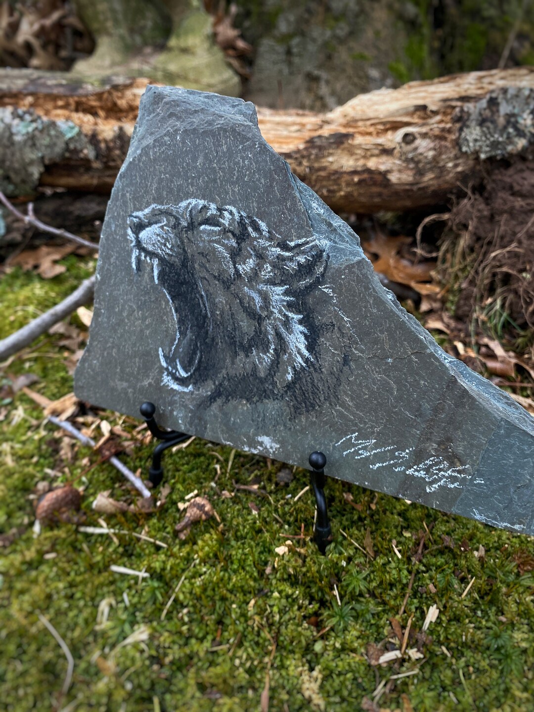 Overtired Slate Tiger Original Charcoal Illustration the Rock Artist ...