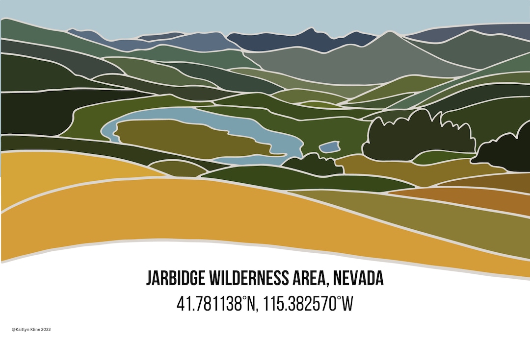 Jarbidge Wilderness Area Nevada Line Art With Coordinates (landscapes ...