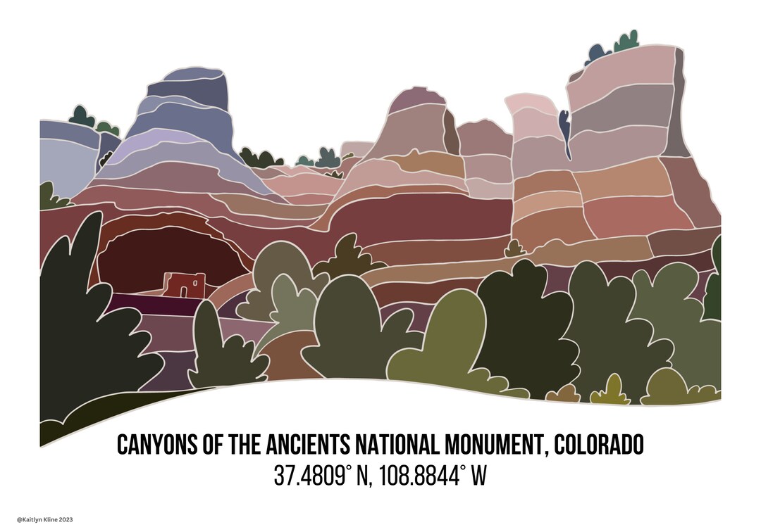 Canyon of the Ancients National Monument Colorado Line Art With ...