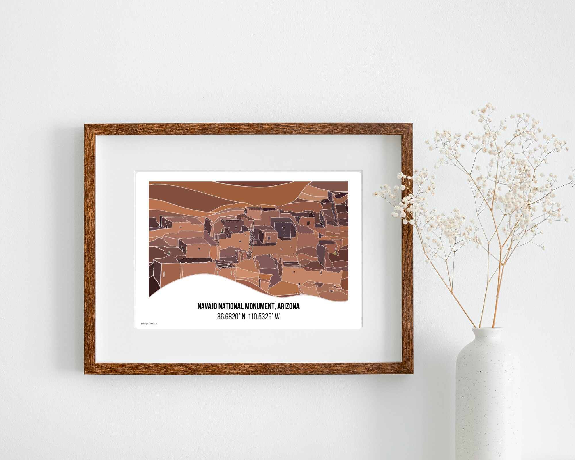 Navajo National Monument Arizona Line Art With Coordinates - Etsy