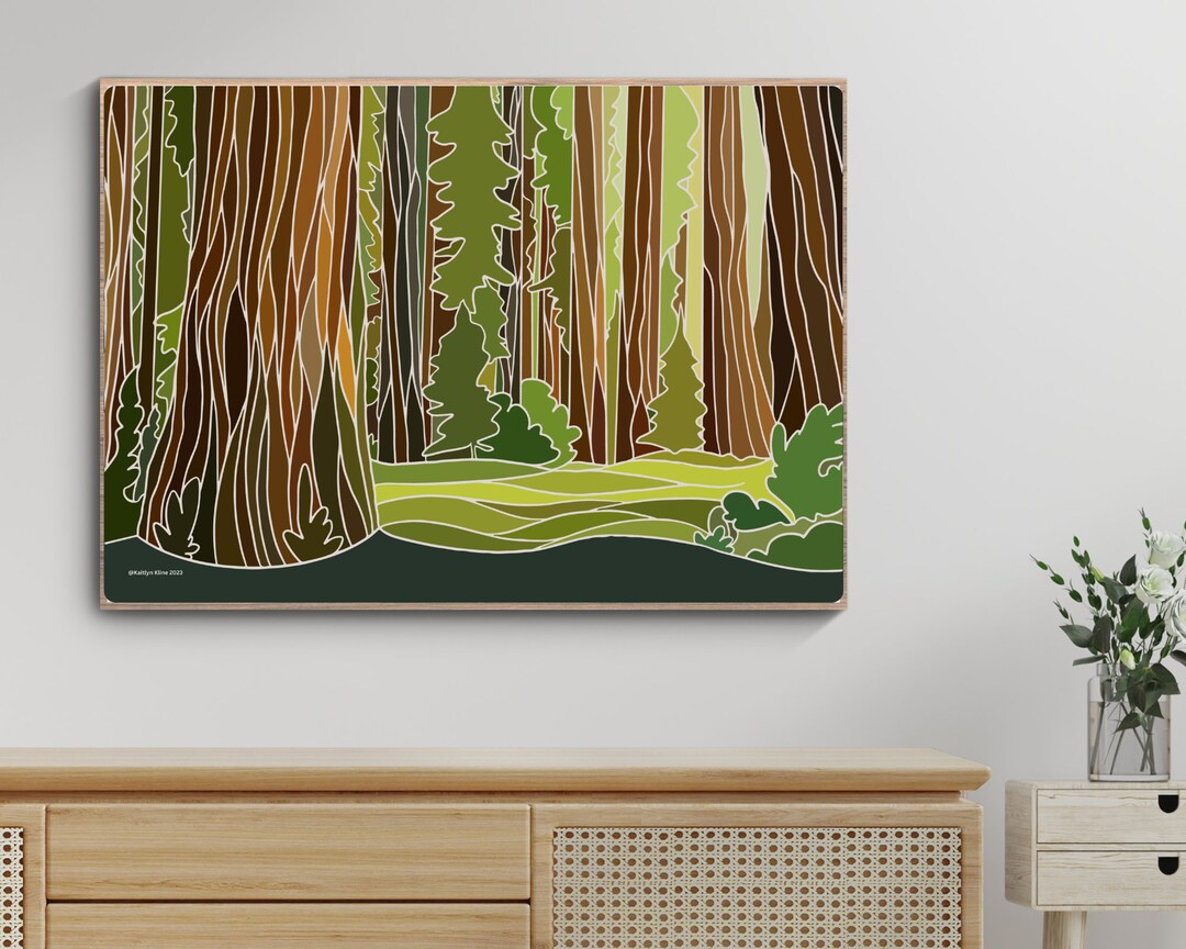 Redwoods National and State Park California Line Art Digital Print ...