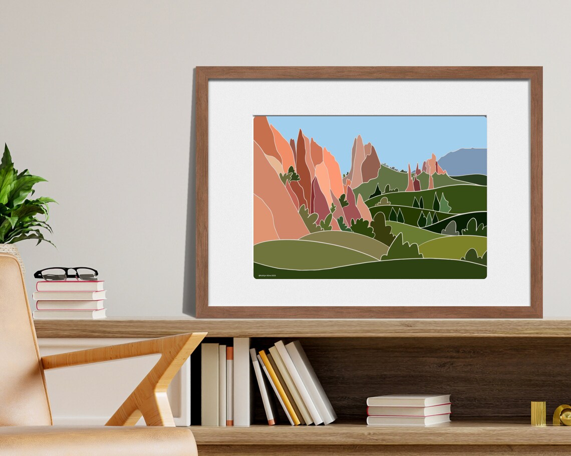Garden of the Gods Colorado Line Art (landscape) Digital Print *great ...