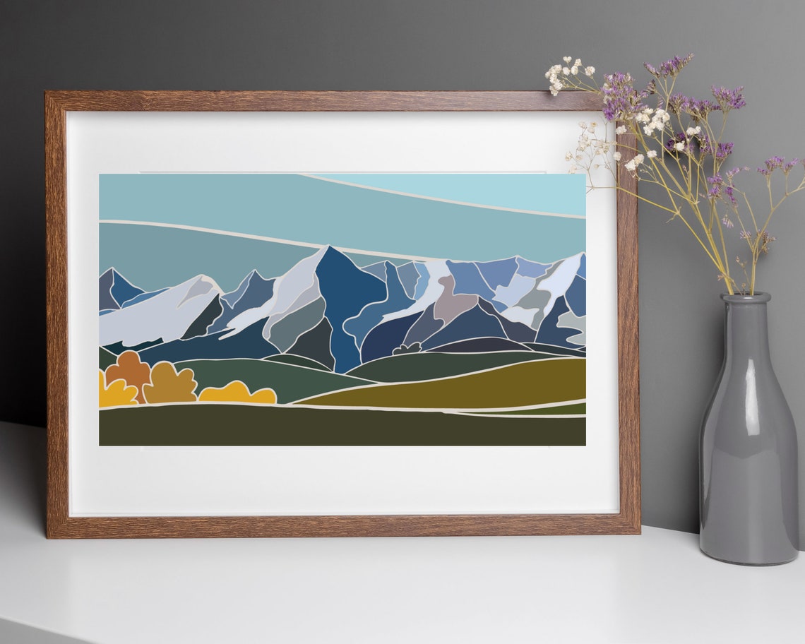 Rocky Mountain National Park Colorado Line Art (landscape) Digital ...