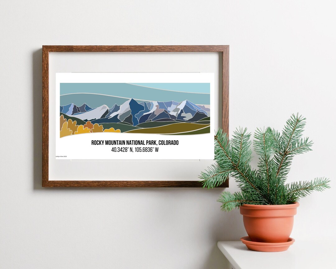 Rocky Mountains National Park Colorado Line Art With Coordinates ...